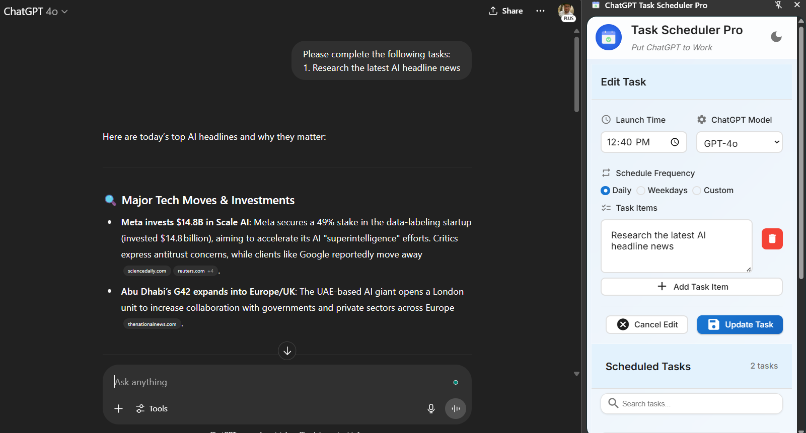 ChatGPT Task Scheduler Pro - Automate & Schedule ChatGPT Tasks | Chrome Extension