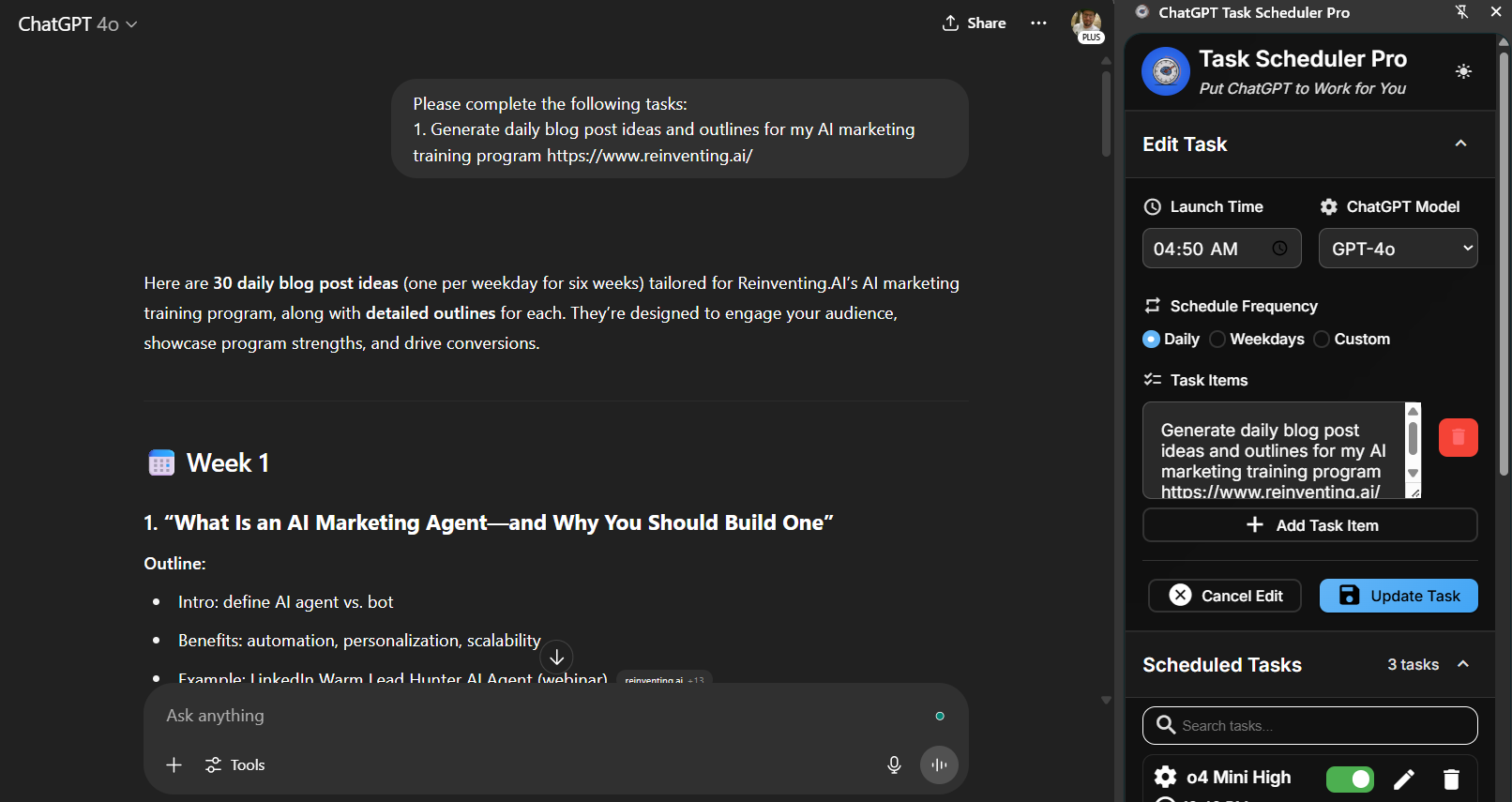 ChatGPT Task Scheduler Pro - Automate & Schedule ChatGPT Tasks | Chrome Extension